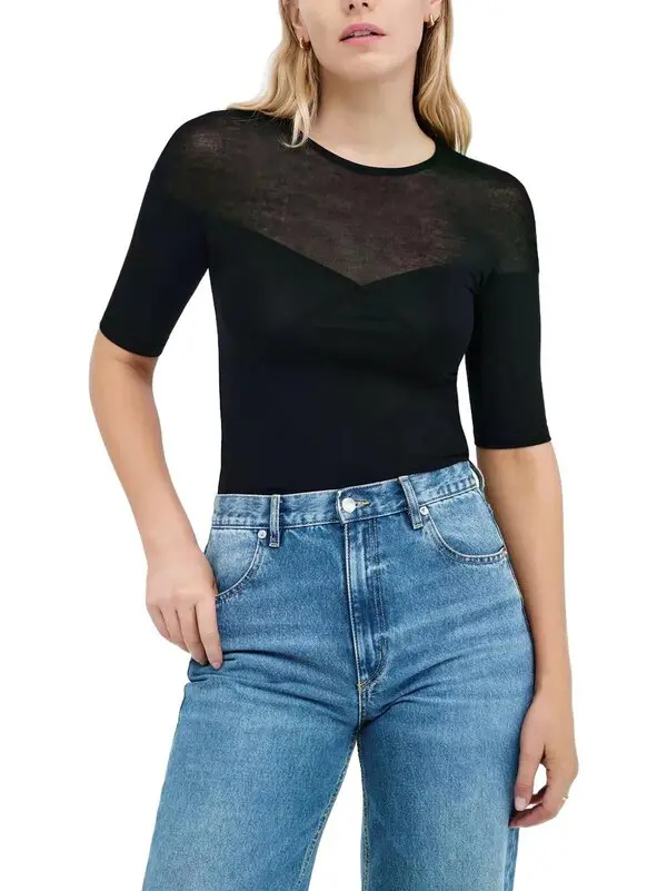 MARCELLA Adeline Sheer-panel Top - Black