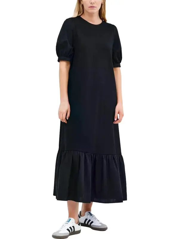 MARCELLA Olivia Ruffled Puff-sleeve Midi Dress - Black