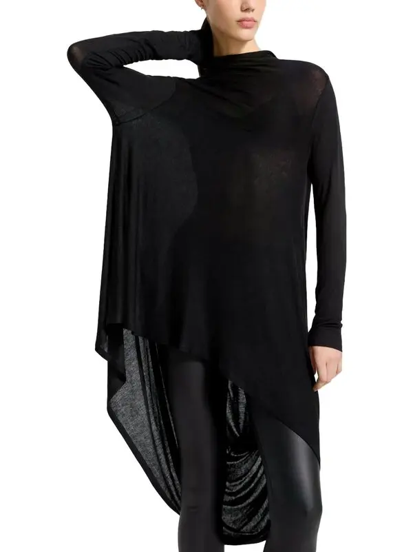 MARCELLA Iris Asymmetrical Drape Tunic - Black