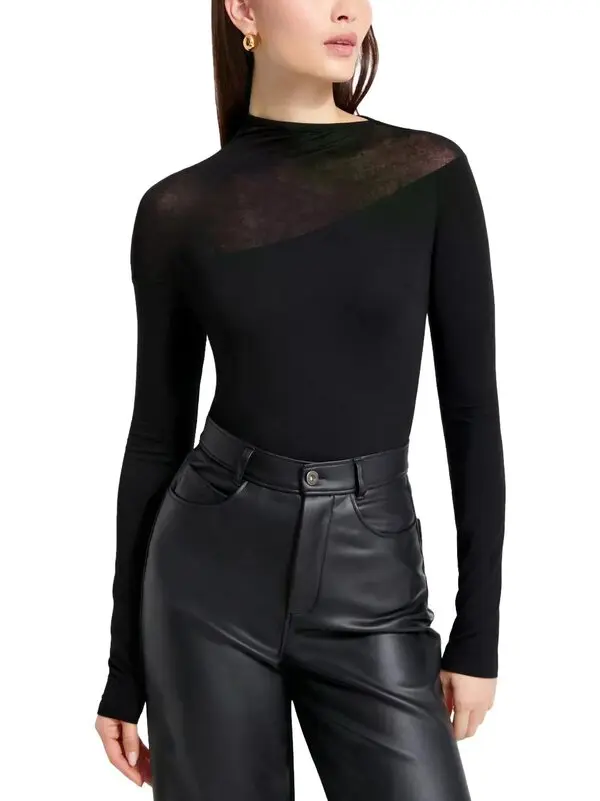 MARCELLA Dove Sheer Diagonal Top - Black