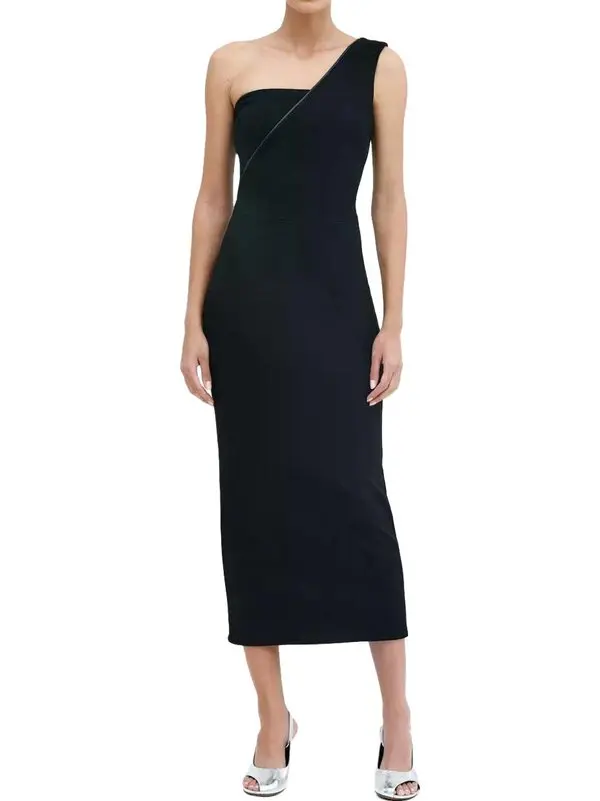 MARCELLA Nina One-shoulder Midi Dress - Black