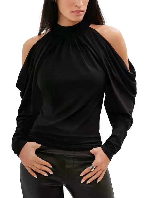 MARCELLA Perry Cold-shoulder Draped Top - Black