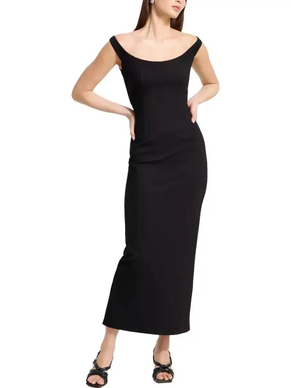 MARCELLA Eliana Split-detail Midi Dress - Black