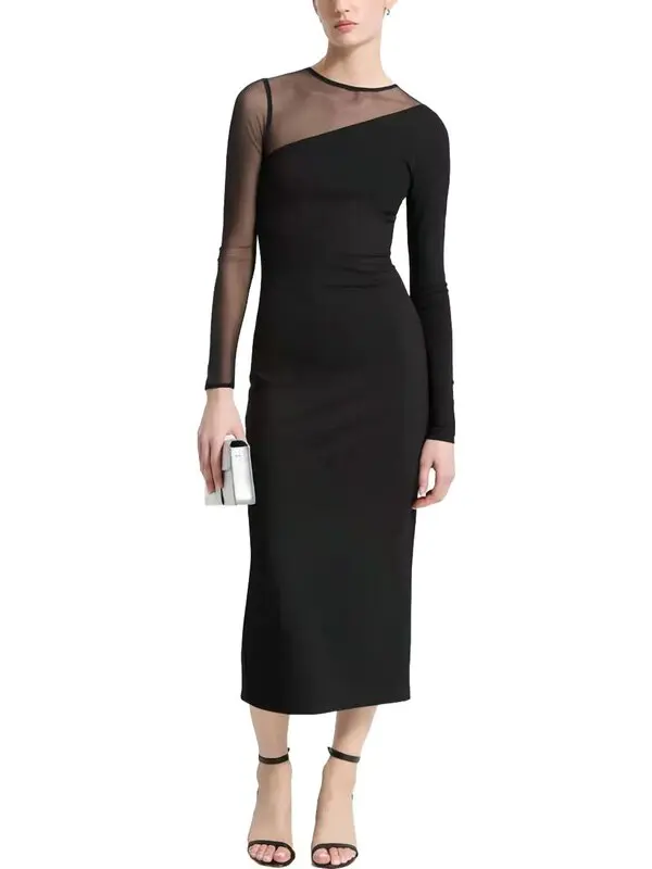 MARCELLA Milo Sheer-panel Midi Dress - Black