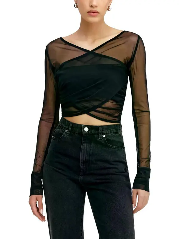 MARCELLA Mesh-piping Top - Black
