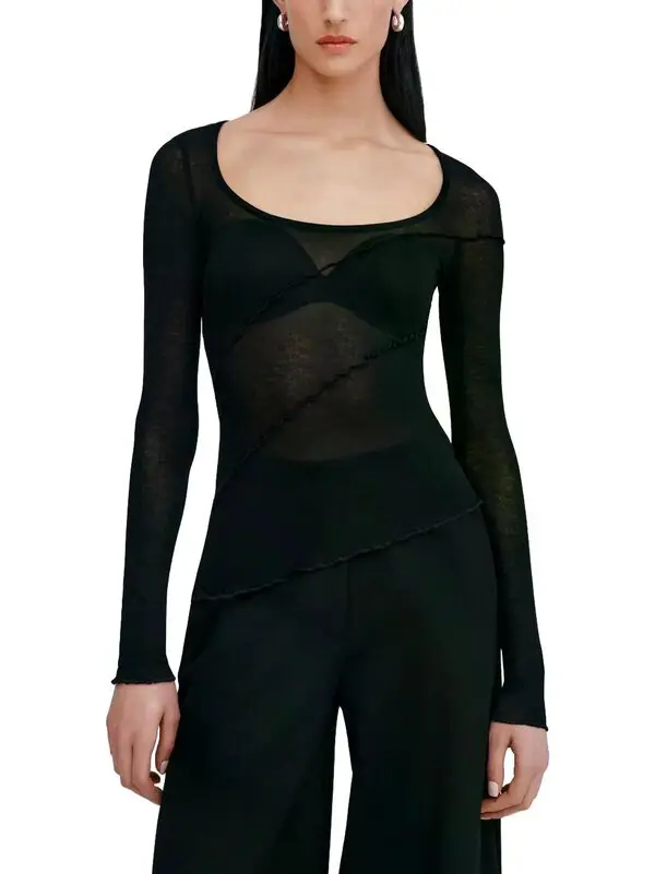 MARCELLA Melody Sheer Top - Black