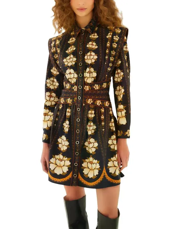 Farm Rio Floral-print Mini Dress - Black