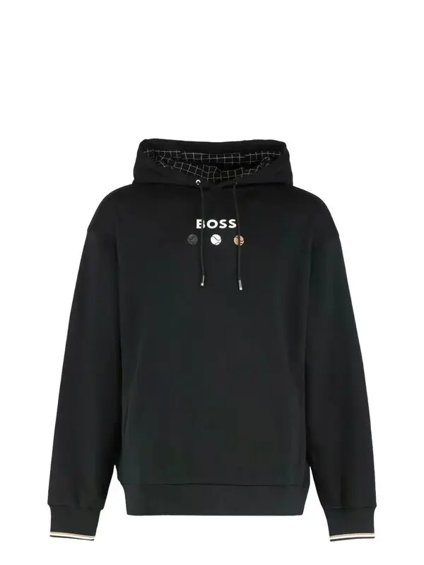 BOSS Logo-lettering Hoodie - Black