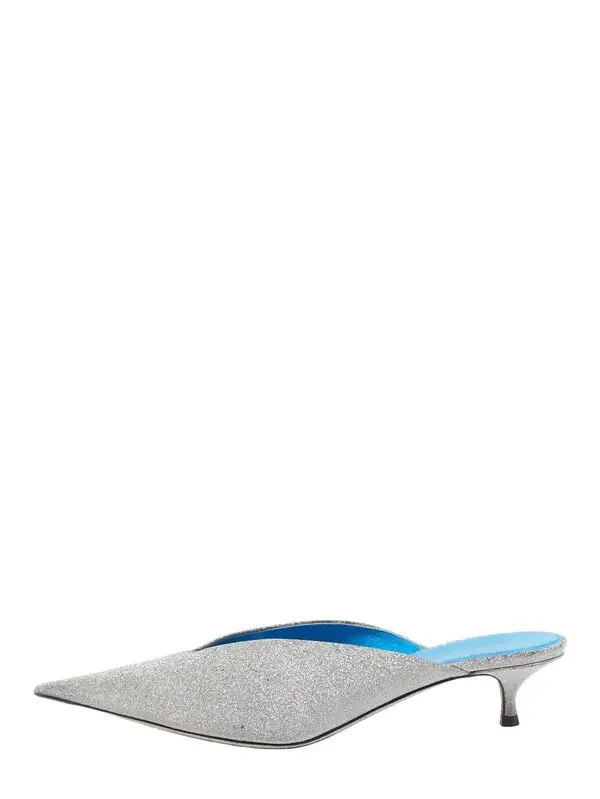 Balenciaga 50mm Knife Glitter Mules - Silver