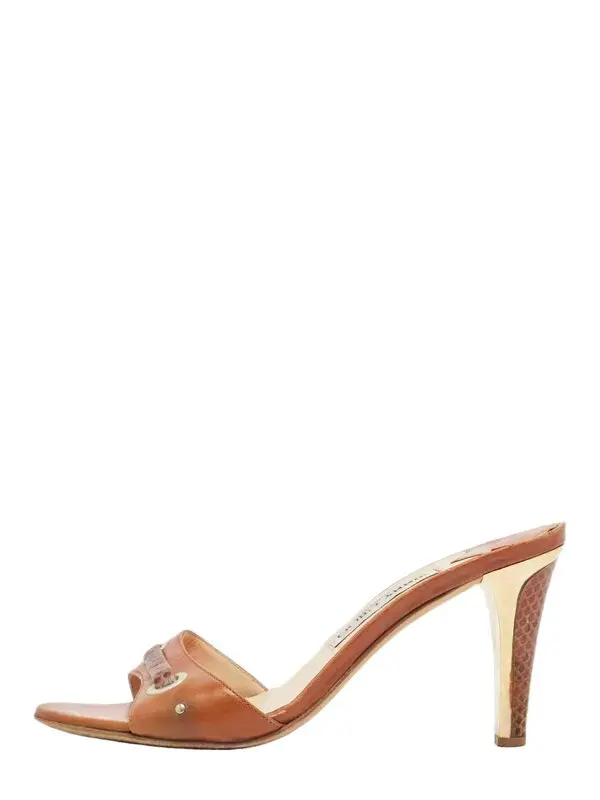 JIMMY CHOO Leather Snake-skin Sandals - Brown