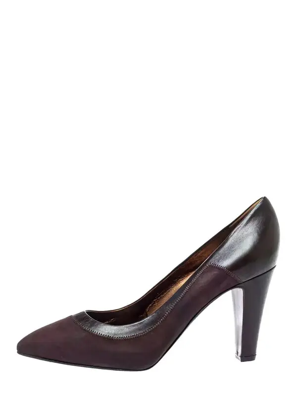 SERGIO ROSSI Leather Suede Pumps - Brown