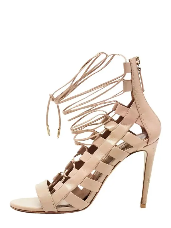 AQUAZZURA 110mm Amazon Lace-up Sandals - Neutrals