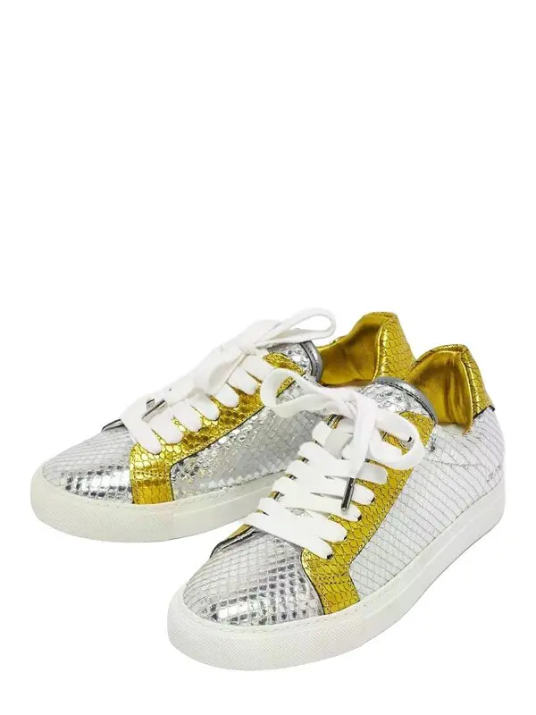 Zadig&Voltaire Snakeskin-effect Leather Sneakers - Silver