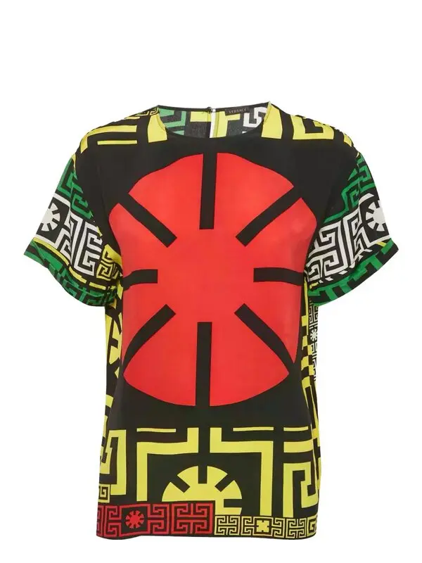 Versace Printed Round-neck Top - Black