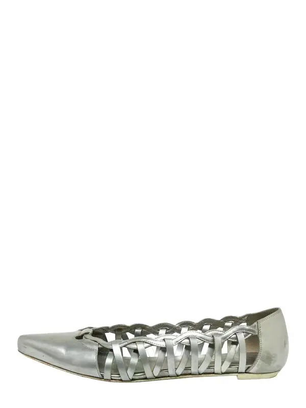 TOD'S Braided Leather Ballet Flats - Grey
