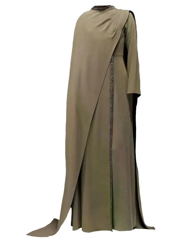 THA SEEN Beaded-embroidered Maxi Dress - Neutrals