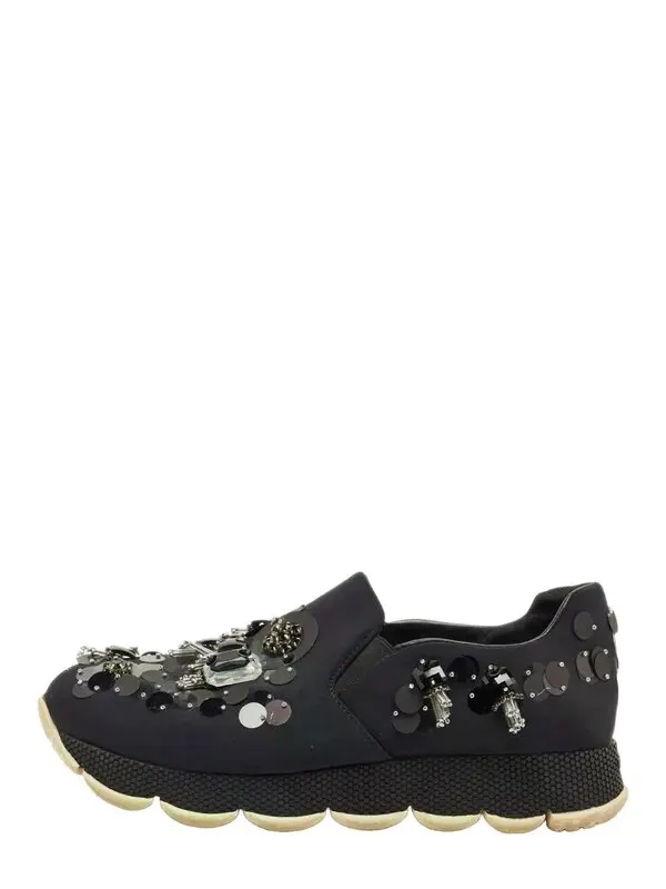 Prada Crystal-embellished Slip-on Sneakers - Blue