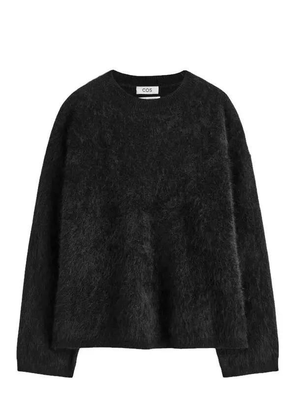 Cos Brushed Cashmere Crew-neck Sweater - Black
