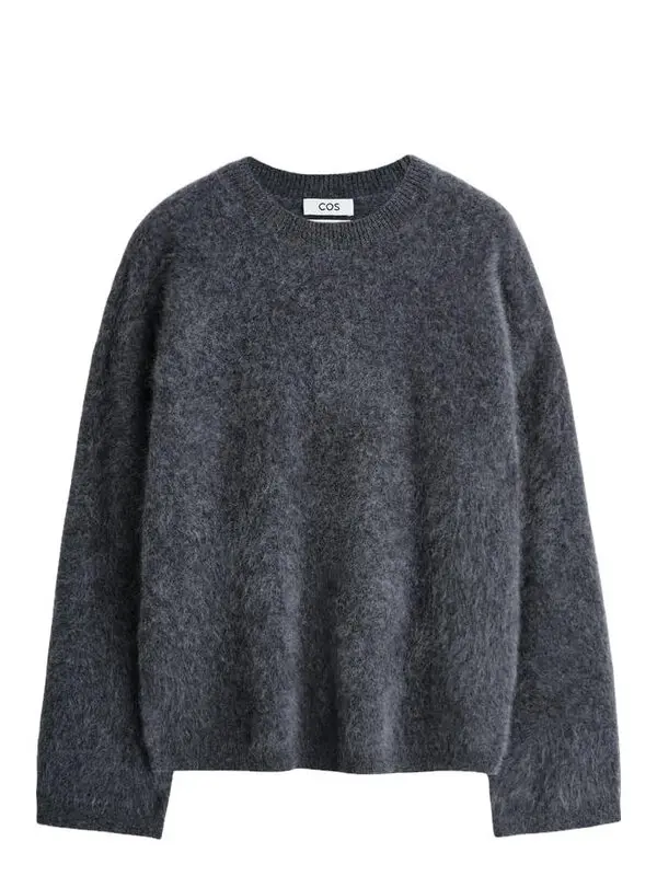 Cos Brushed Cashmere Crew-neck Sweater - Dark Grey