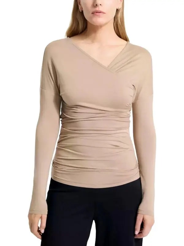 MARCELLA Long-sleeve V-neck T-shirt - Neutrals