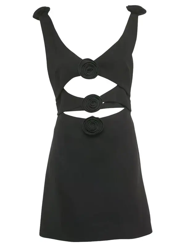 Magda Butrym Cut-out Floral Appliqué Mini Dress - Black