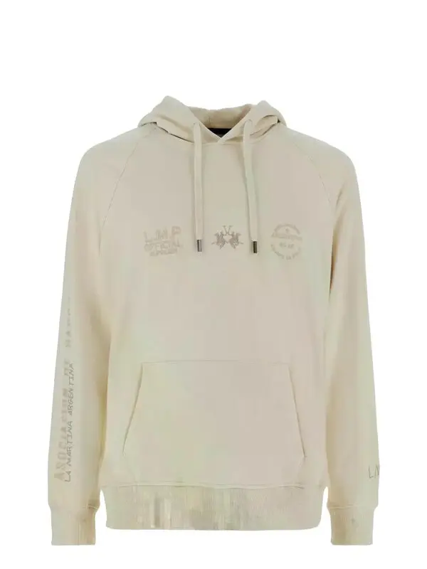 LA MARTINA Hooded Graphic Print Sweatshirt - Neutrals