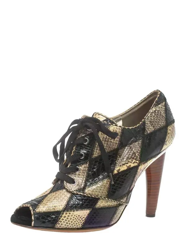 Dolce & Gabbana Python Patchwork Lace-up Boots - Neutrals