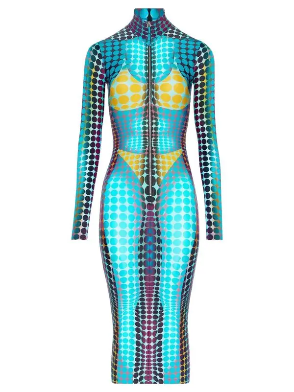 JEAN PAUL GAULTIER Dots-print Midi Dress - Blue