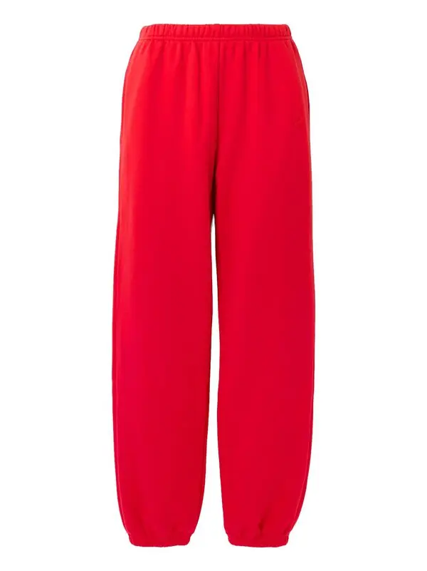 Eterne Embroidered Cotton And Modal-blend Jersey Tapered Track Pants - Red