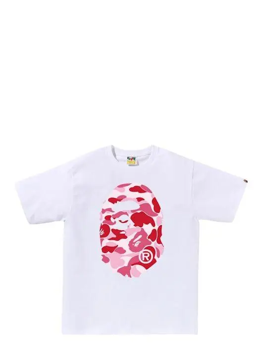 A BATHING APE Abc Camo Big Ape Head Tee Shirt - White/pink