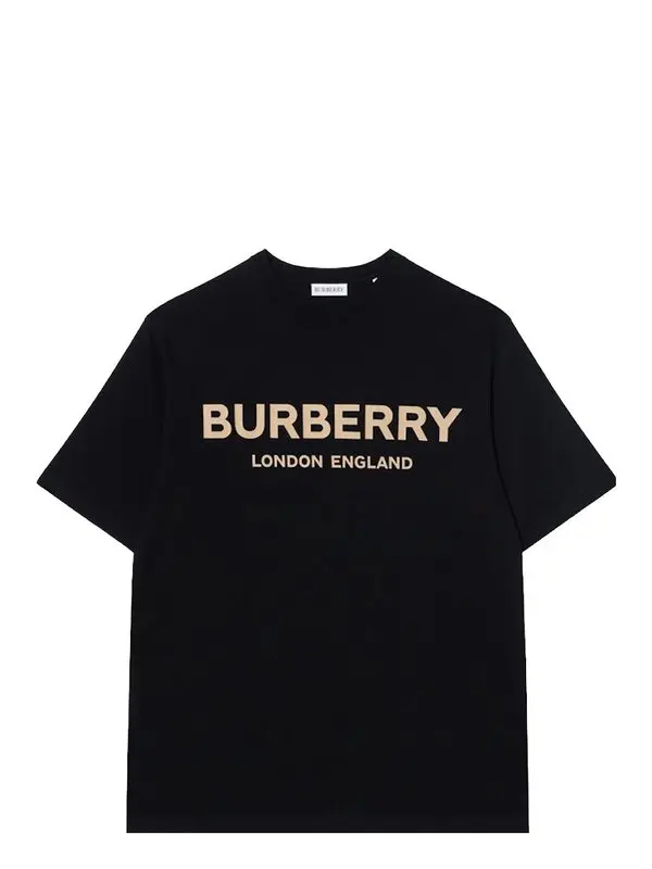 Burberry Logo Print Cotton T-shirt - Black/gold