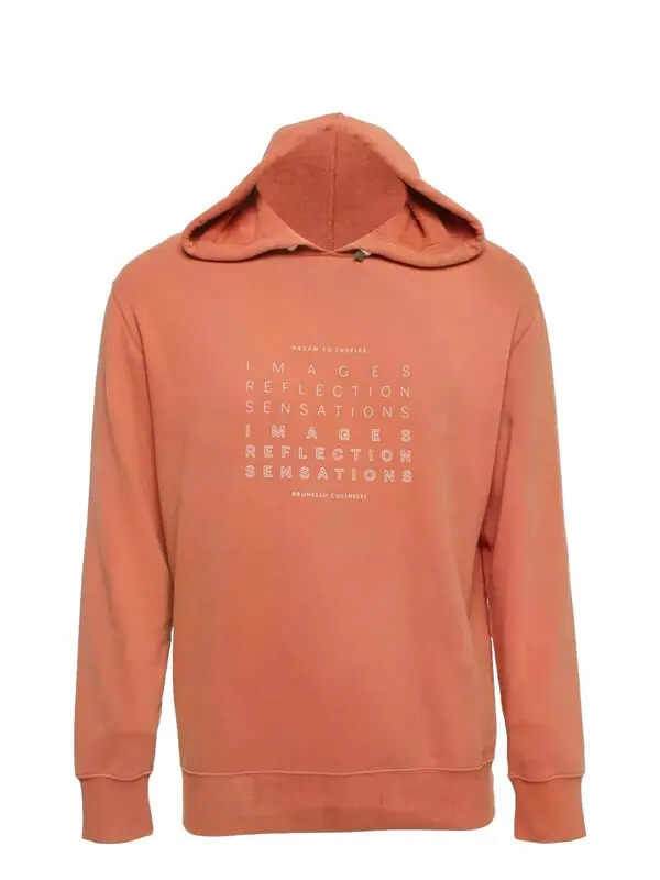 Brunello Cucinelli Slogan-print Cotton Hoodie - Orange