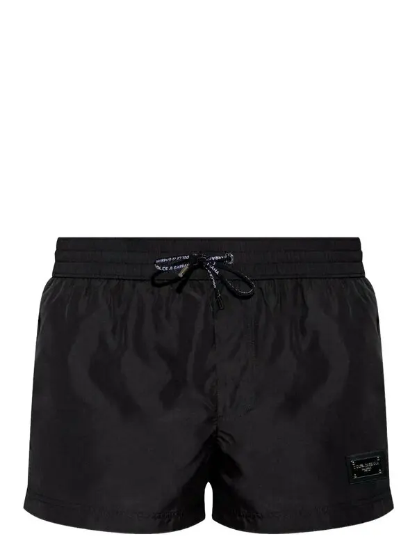 Dolce & Gabbana Logo-plaque Swim Shorts - Black