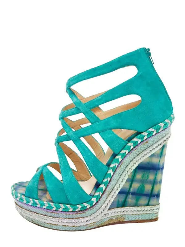 CHRISTIAN LOUBOUTIN 150mm Strappy Wedge Sandals - Green