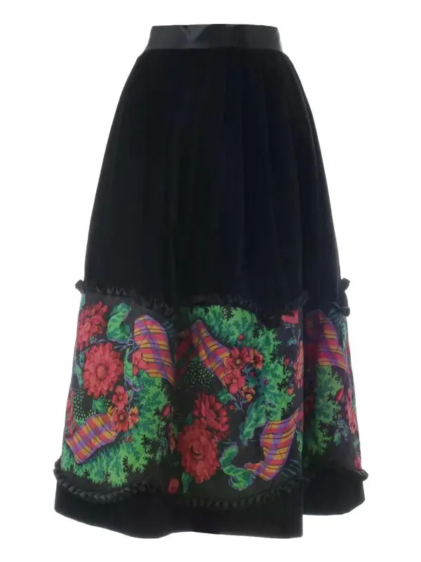 SOULEIADO Provencal Ruffle Midi Skirt - Black