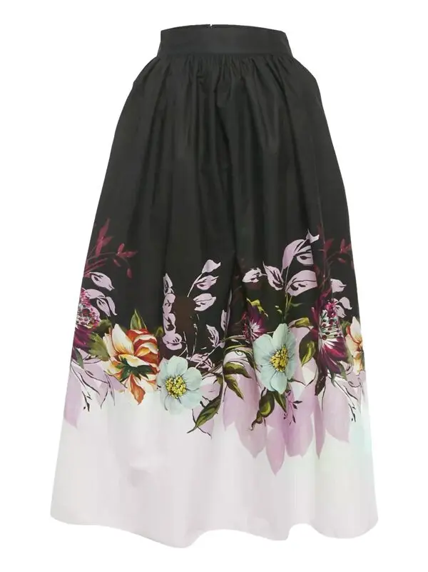 Elie Saab Floral-print Midi Skirt - Black