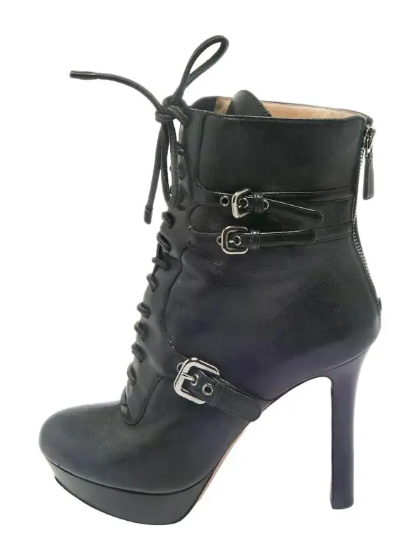 Prada Buckle-detailed Leather Boots - Black