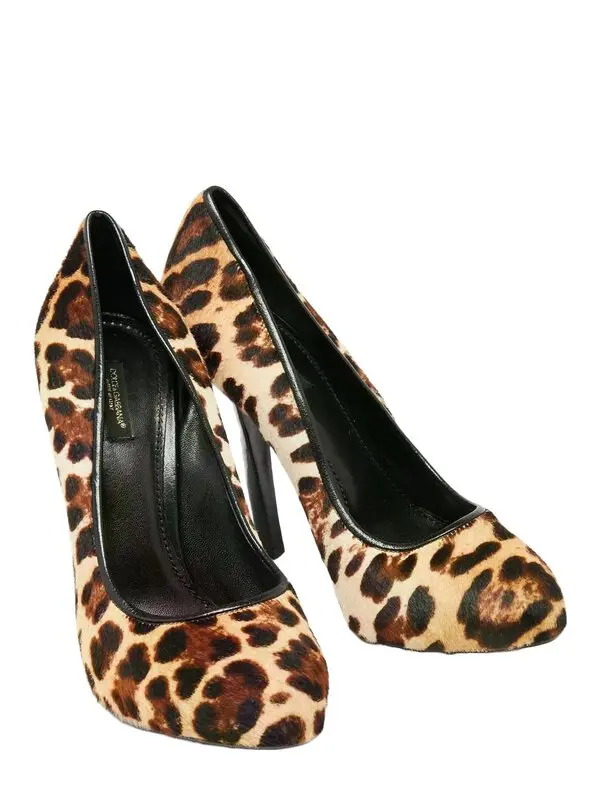 Dolce & Gabbana Leopard Print Pony Hair Pumps - Brown