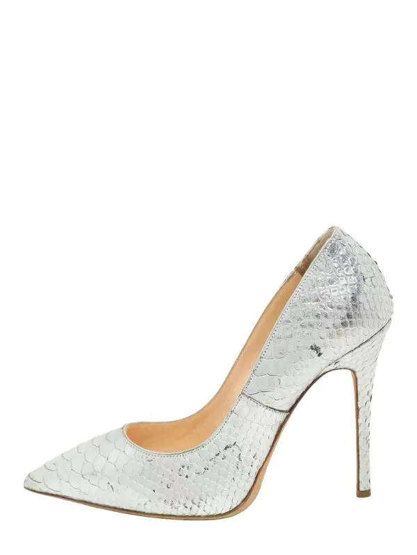 GIUSEPPE ZANOTTI Embossed Pointed Pumps - Silver