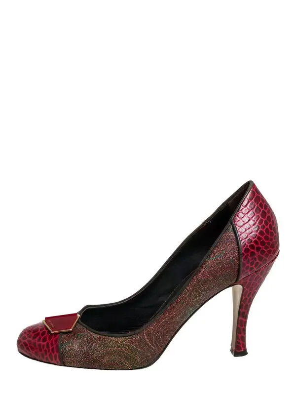 Etro 110mm Paisley Croc-embossed Heeled Pumps - Red