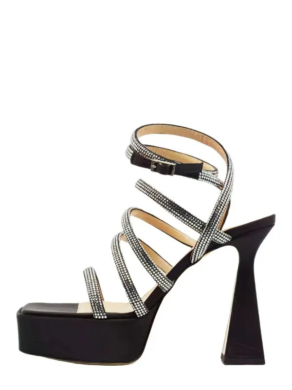 Mach & Mach 130mm Rhinestone-embellished Strappy Sandals - Black