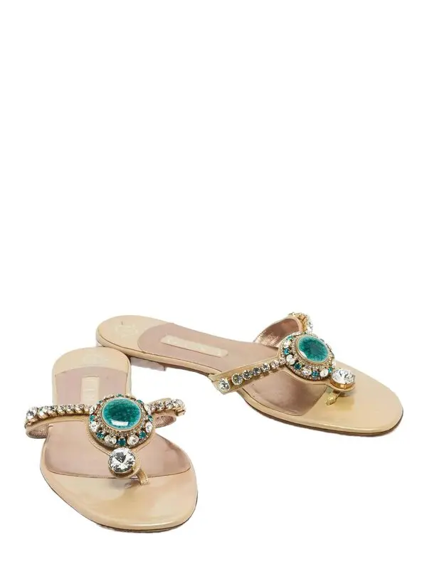 GINA Crystal-embellished Leather Sandals - Neutrals