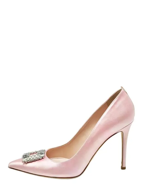 Sjp By Sarah Jessica Parker 105mm Crystal-buckle Satin Pumps - Pink