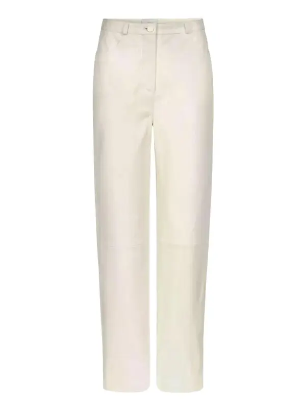 Loulou De Saison Straight Leg Lambskin Trousers - Neutrals