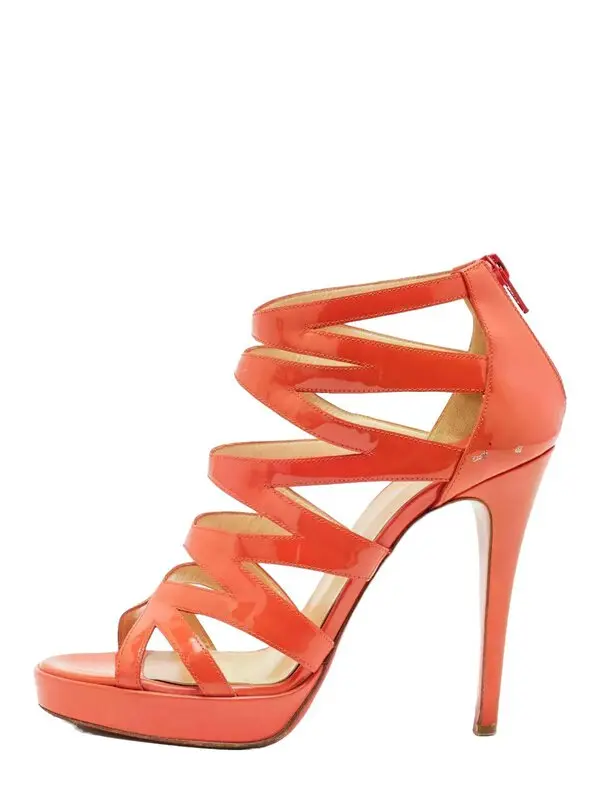 CHRISTIAN LOUBOUTIN Patent Leather Fernando Sandals - Orange