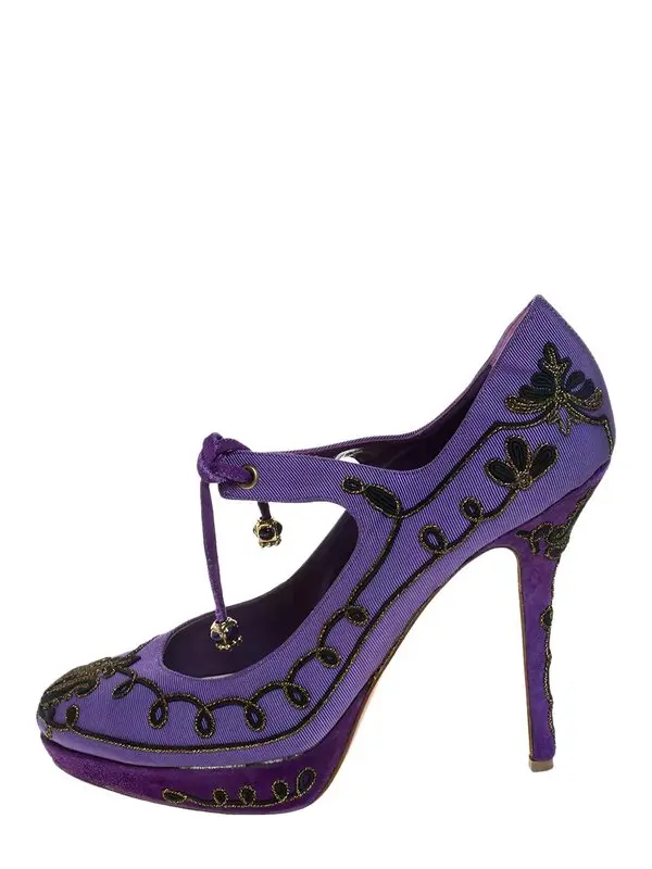 Dior 135mm Embroidered Platform Pumps - Purple