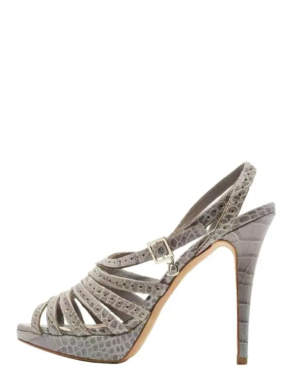 Dior 140mm Crocodile-embossed Sandals - Grey