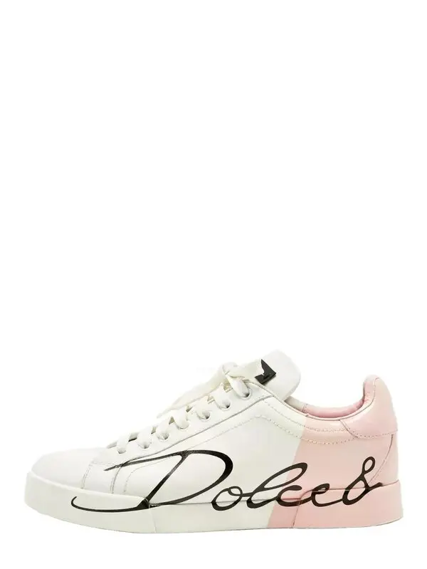 Dolce & Gabbana Portofino Leather Sneakers - White