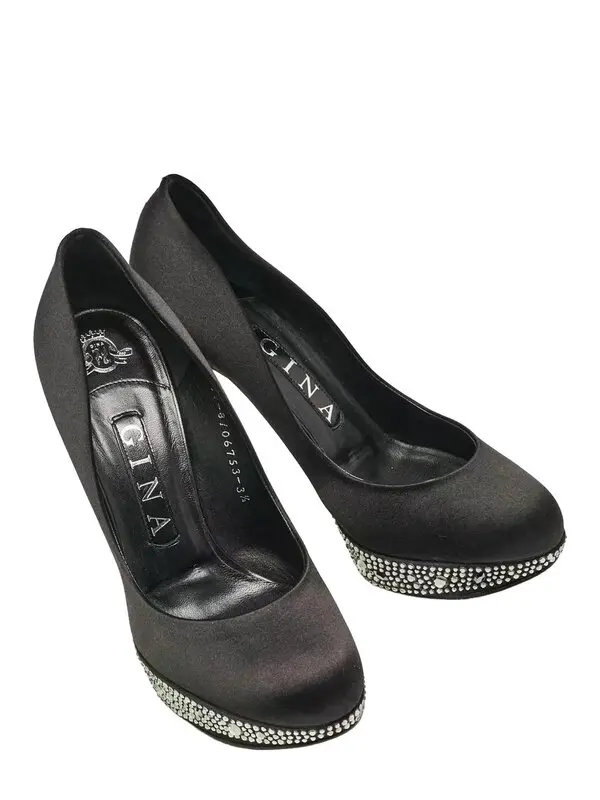 GINA 115mm Crystal-embellished Heeled Pumps - Black