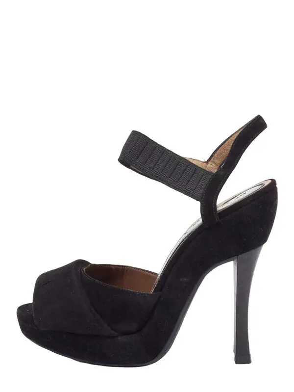Marni Elastic-strap Suede Heeled Sandals - Black